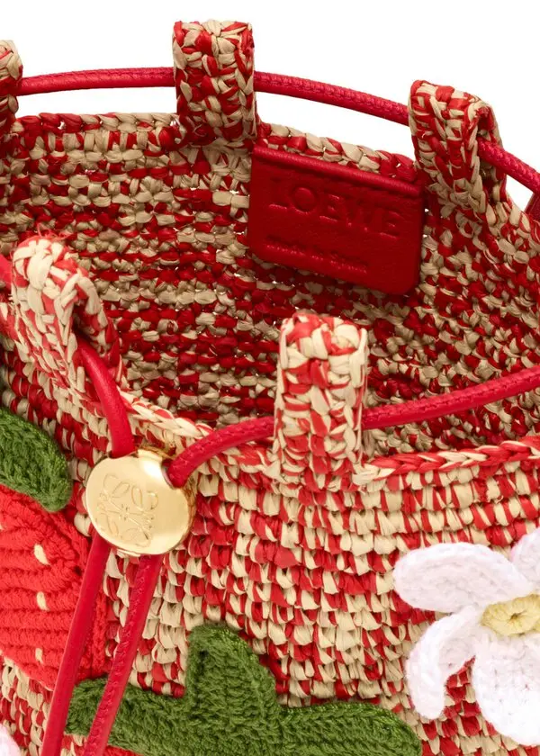Loewe X Paula's Ibiza Strawberry Raffia Cross-body Pouch