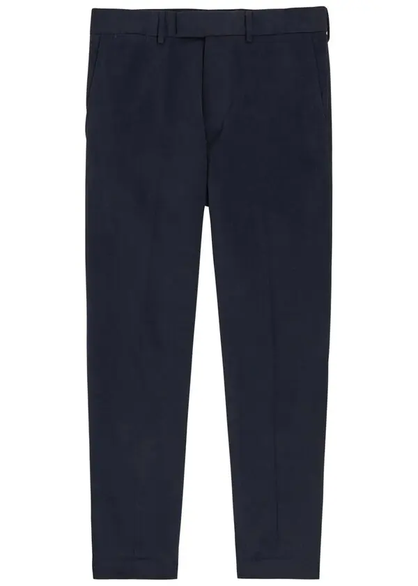 TOM FORD Tapered-leg Cotton Trousers - Navy