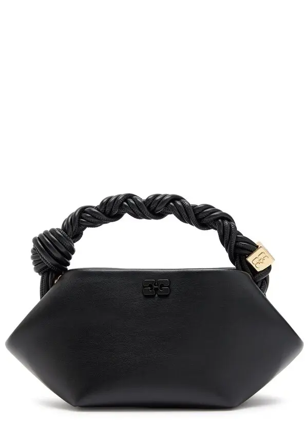 GANNI Bou Mini Leather Top Handle Bag - Black