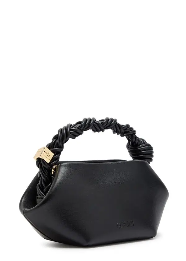 GANNI Bou Mini Leather Top Handle Bag - Black