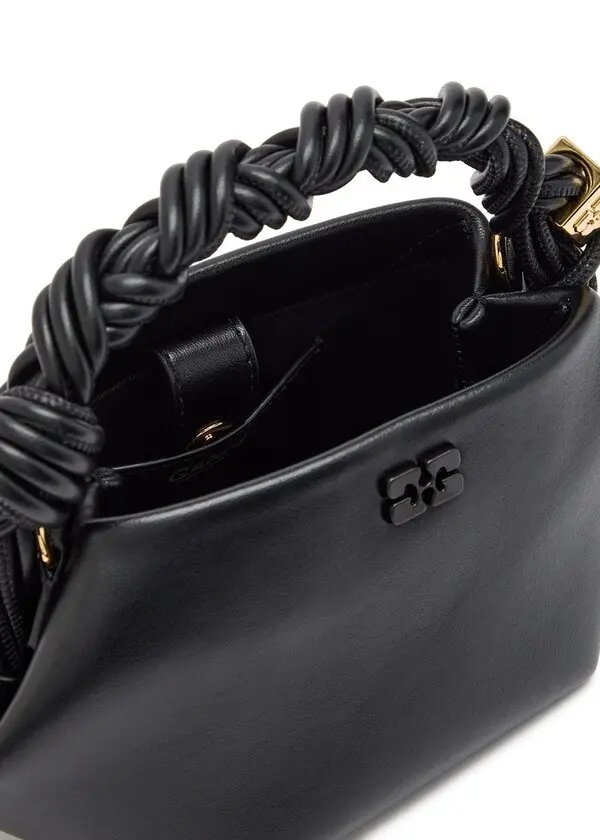GANNI Bou Mini Leather Top Handle Bag - Black