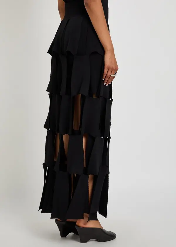 A.W.A.K.E. Mode Panelled Trapeze Knit Midi Skirt