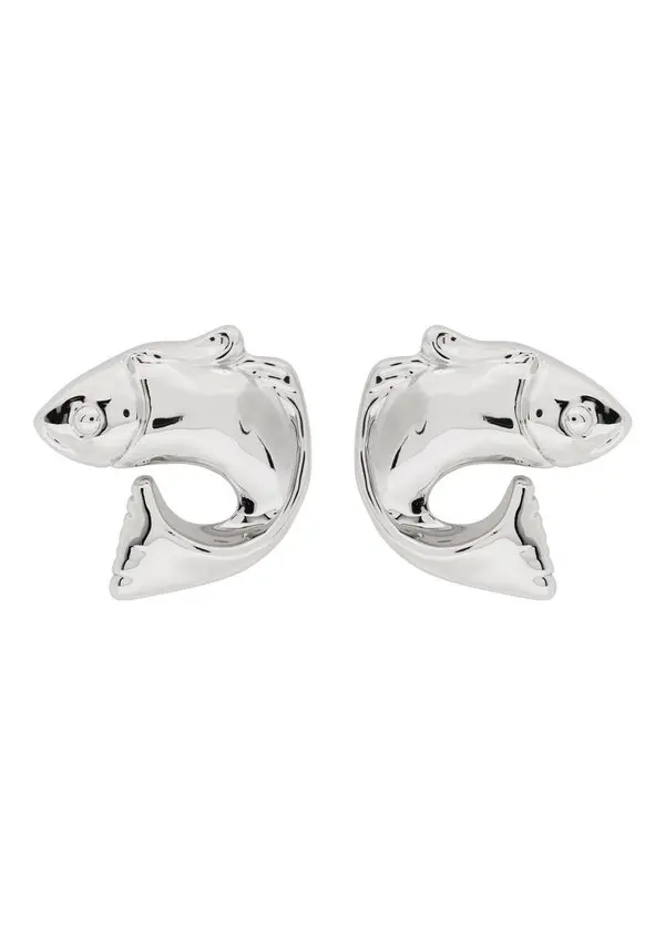 Jacquemus Les Boucles Poisson Fish Drop Earrings In Tone Brass - Silver