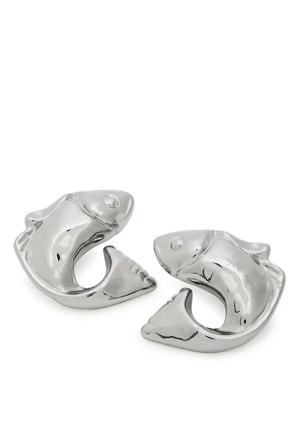 Jacquemus Les Boucles Poisson Fish Drop Earrings In Tone Brass - Silver