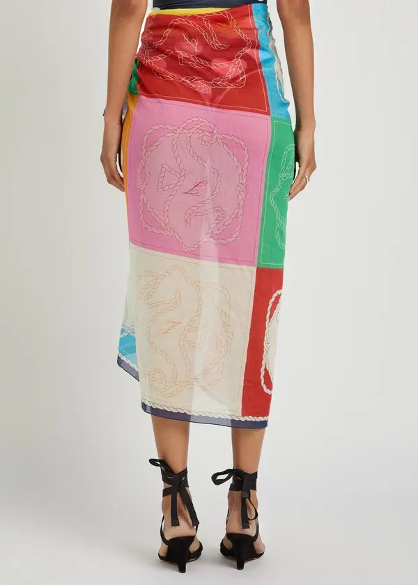 Jacquemus Le Pareo Hippocampe Printed Cotton And Silk-blend Sarong - Multicoloured 1