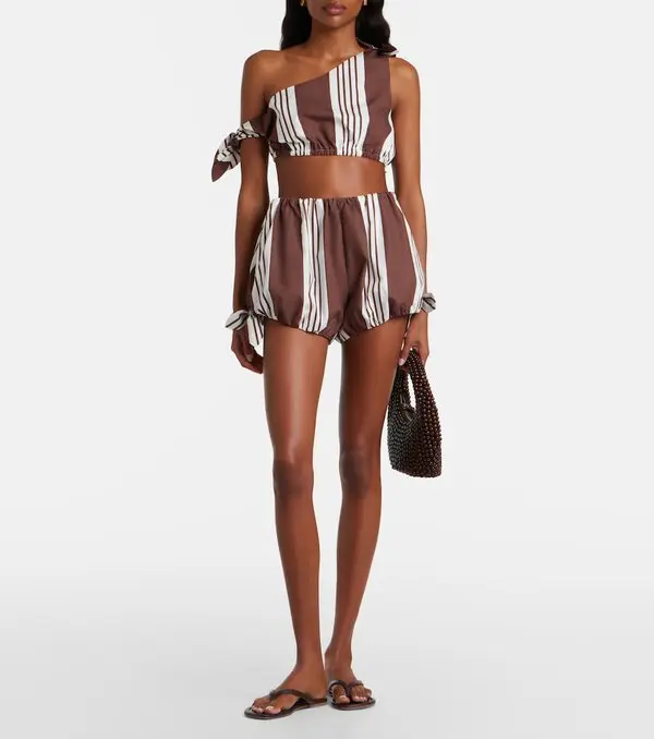 Posse Rosie Asymmetrical Striped Cotton Crop Top