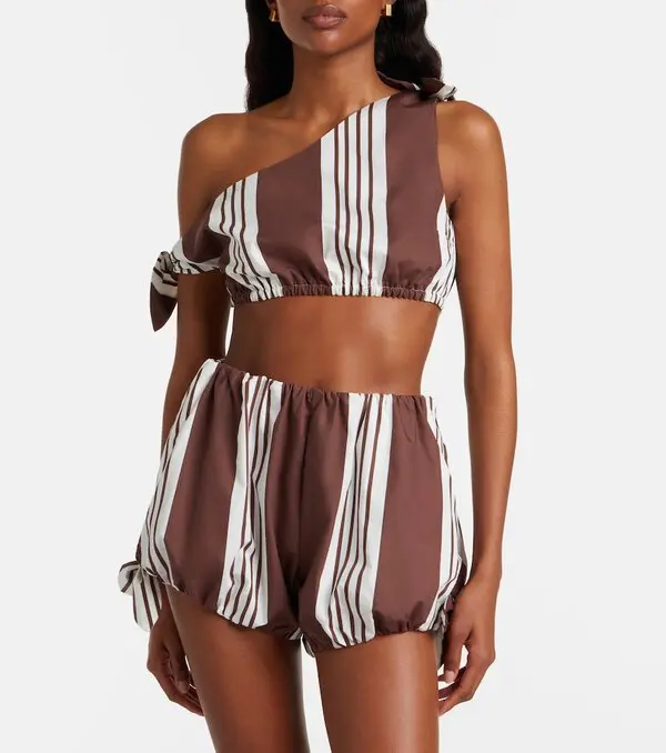 Posse Rosie Asymmetrical Striped Cotton Crop Top