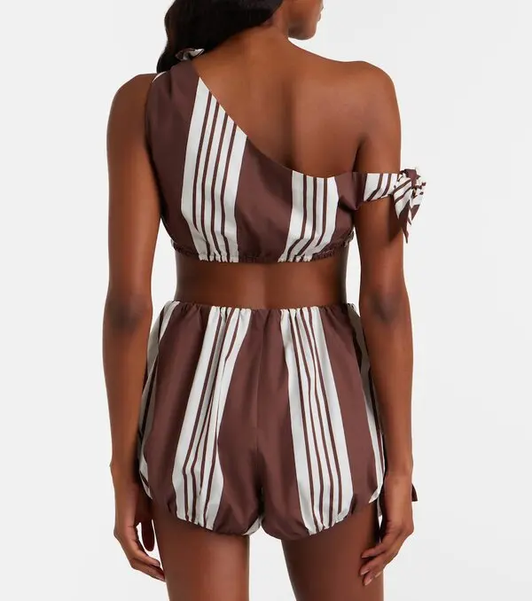 Posse Rosie Asymmetrical Striped Cotton Crop Top
