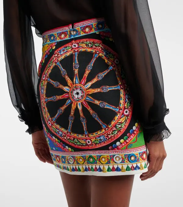 Dolce & Gabbana Printed Cotton Mini Skirt