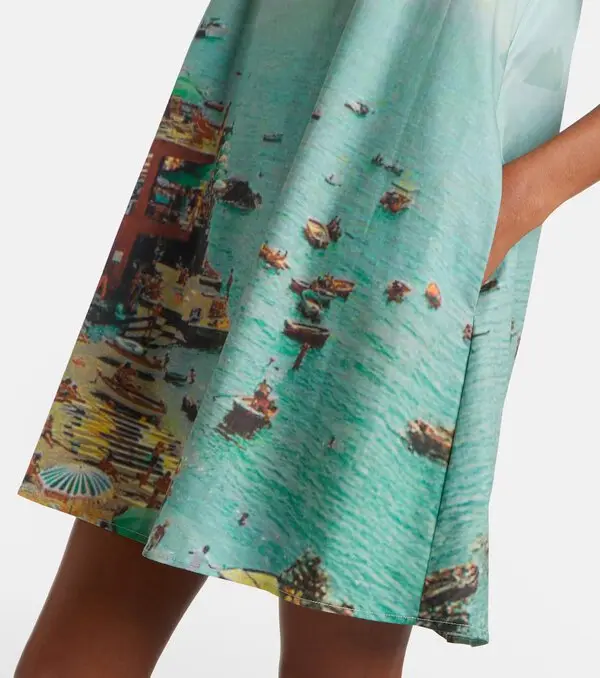 Staud Brio Printed Cotton Mini Dress - Green