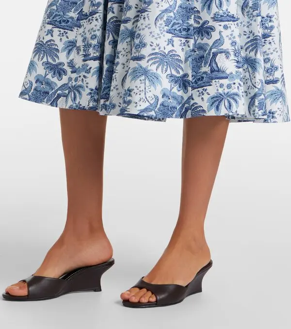 Staud Wells Floral Cotton Poplin Midi Dress - Blue