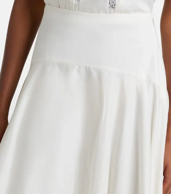Staud Ainsley Lace-trimmed Cotton Voile Midi Skirt In Ivory - White