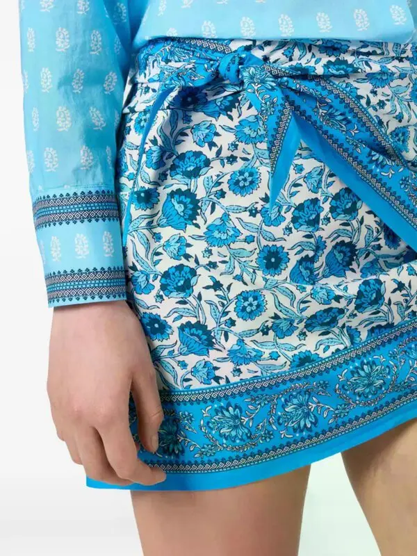 MC2 SAINT BARTH Angie Pareo Floral Batik Print Wrap Skirt