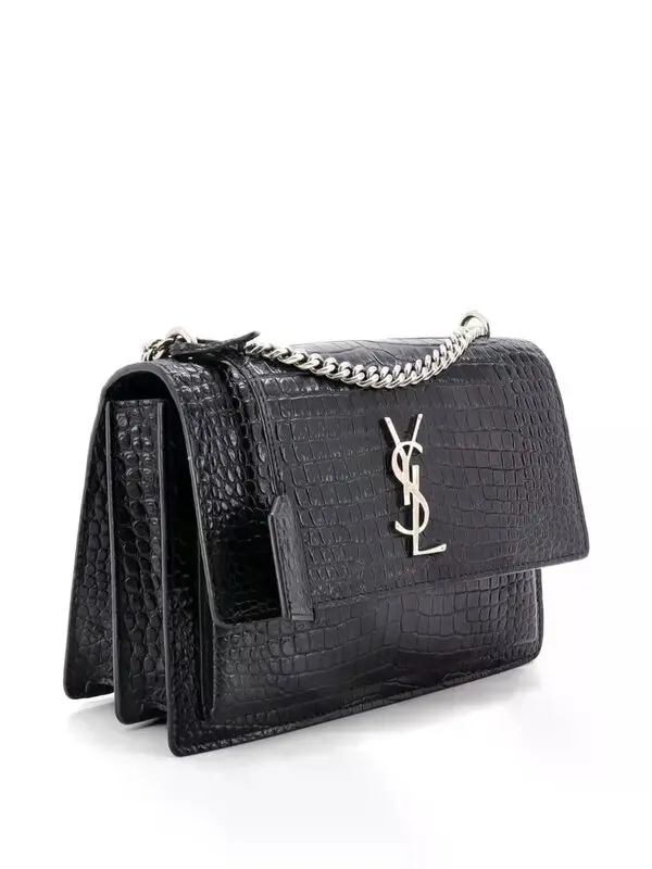 Saint Laurent Sunset Crocodile Embossed Leather Medium Crossbody Bag