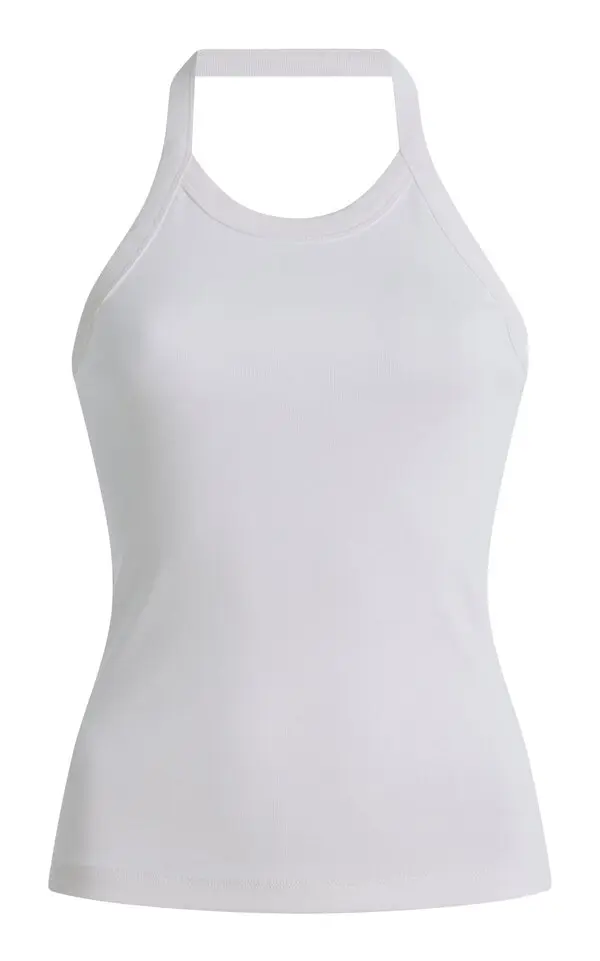 FLORE FLORE Angie Cotton Halter Neck Tank Top - White