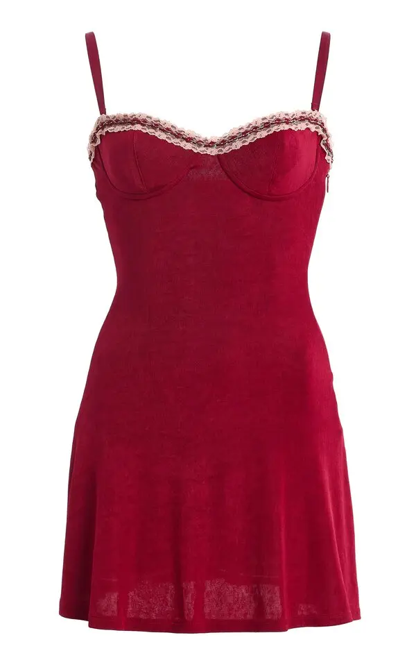 MIRROR PALAIS Ruffled Chiffon Mini Dress - Red