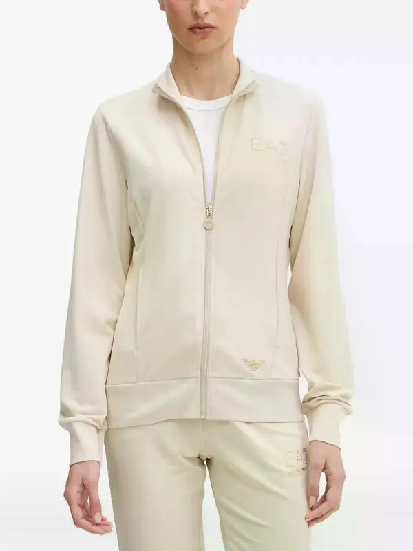 EA7 Logo Detail Zip-up Sweatshirt - Neutrals