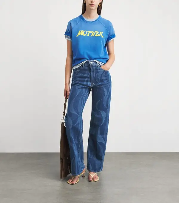 MOTHER The Lasso Sneak Barrel-leg Jeans With Psychedelic Print