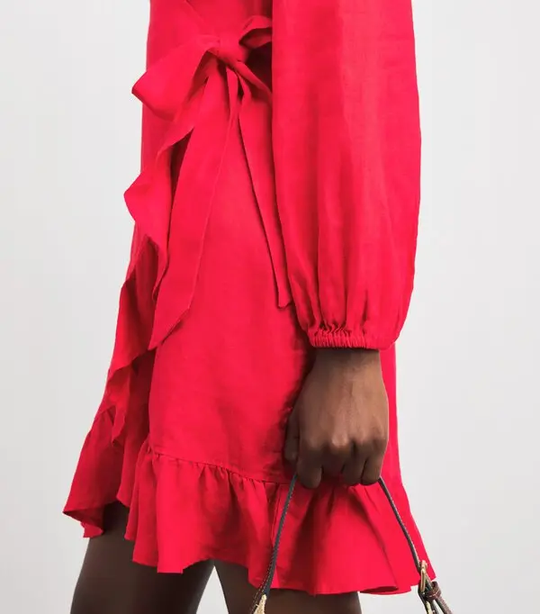 Heidi Klein Linen Ruffle Wrap Mini Dress