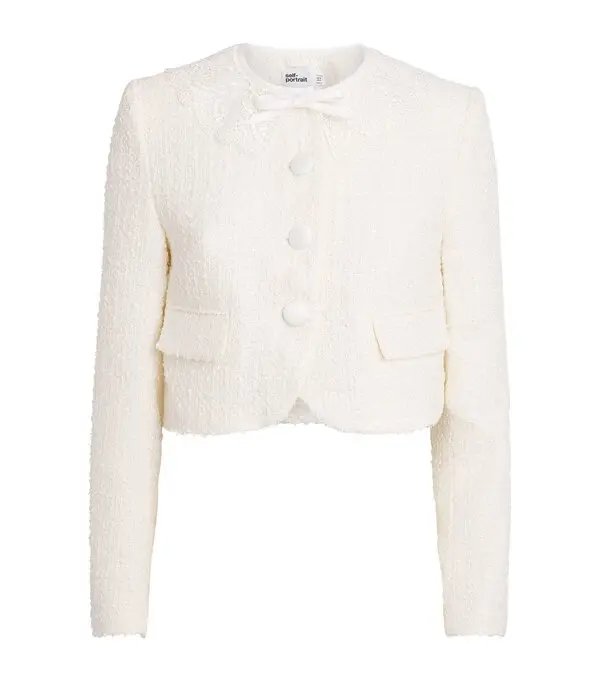 SELF-PORTRAIT Bouclé Lace-collar Jacket