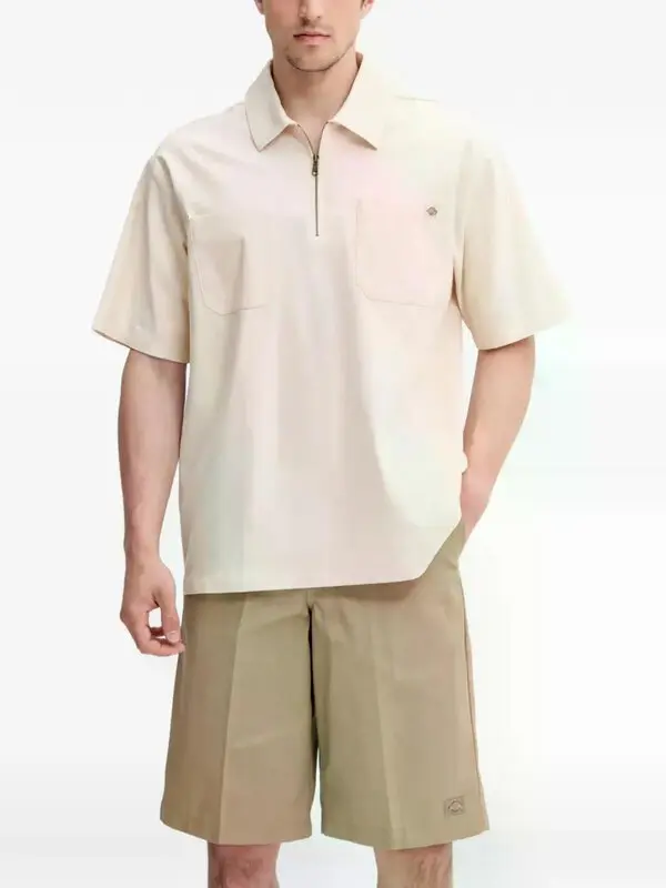 Dickies Half-zip Logo-patch Polo Shirt - Neutrals
