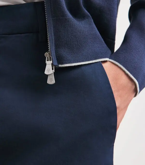Eleventy Merino Wool Double-zip Cardigan - Navy