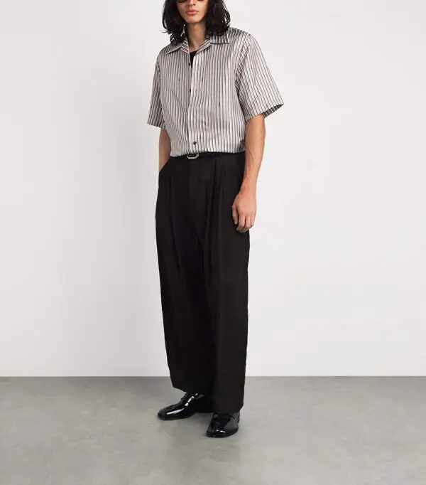 Amiri Silk Stripe Script Shirt - Brown