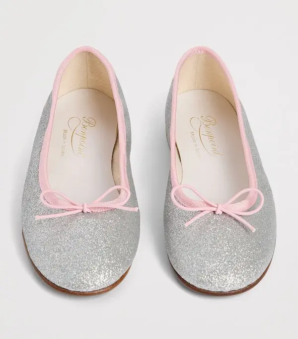 Bonpoint Leather Glittered Ballet Flats - Silver