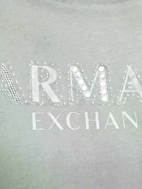 Armani Exchange Rhinestone Embellished T-shirt - Green