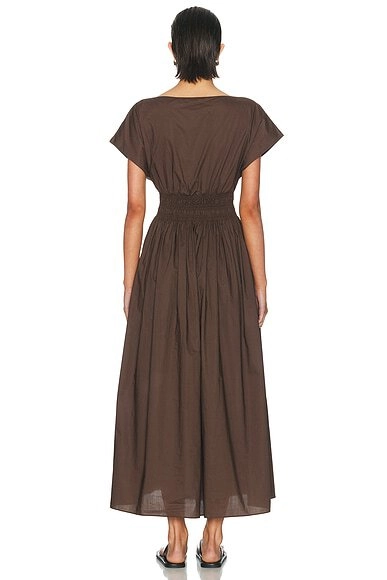 Matteau Shirred Waist Dress In Organic Cotton - Chocolate