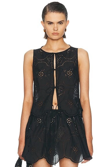 Matteau Broderie Tie Blouse - Black