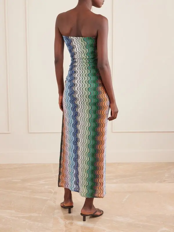 Missoni Strapless Metallic Chevron Crochet-knit Maxi Cover-up