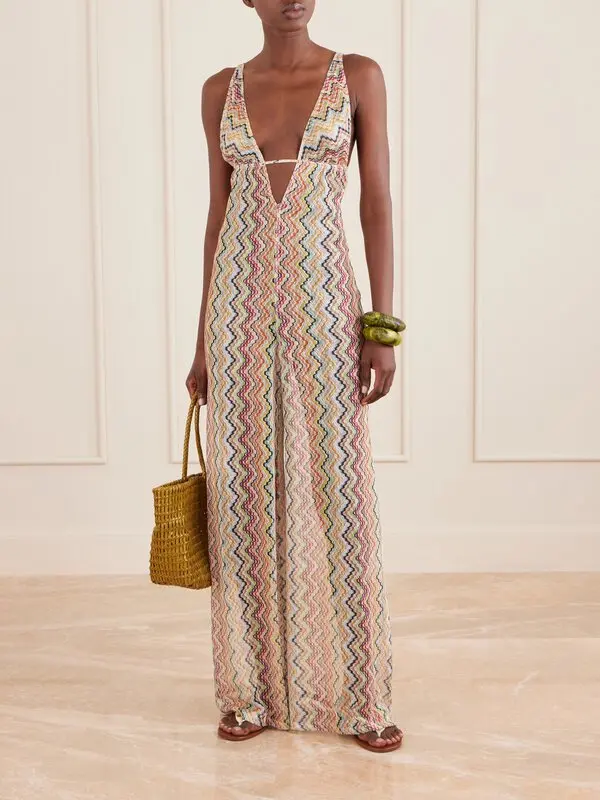 Missoni Striped Metallic Crochet-knit Coverup