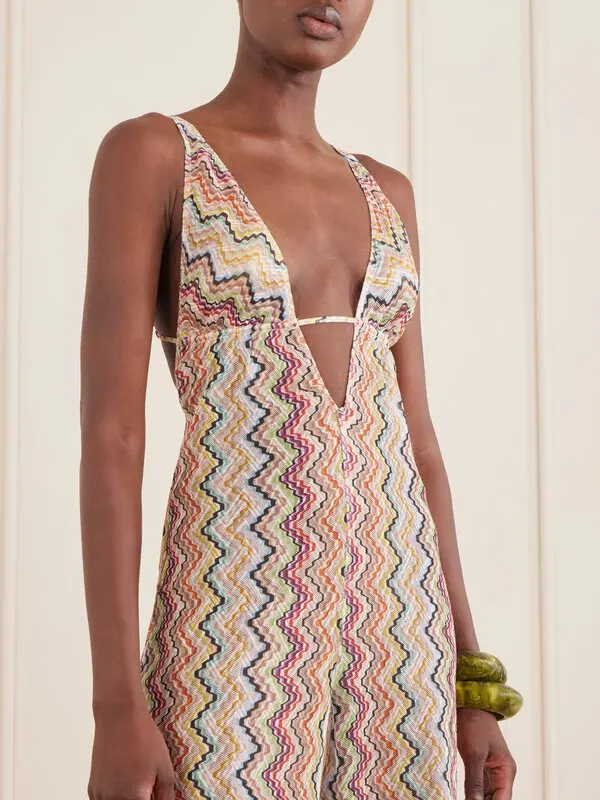 Missoni Striped Metallic Crochet-knit Coverup