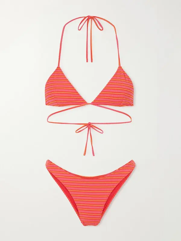 LIDO Striped Triangle Bikini - Red
