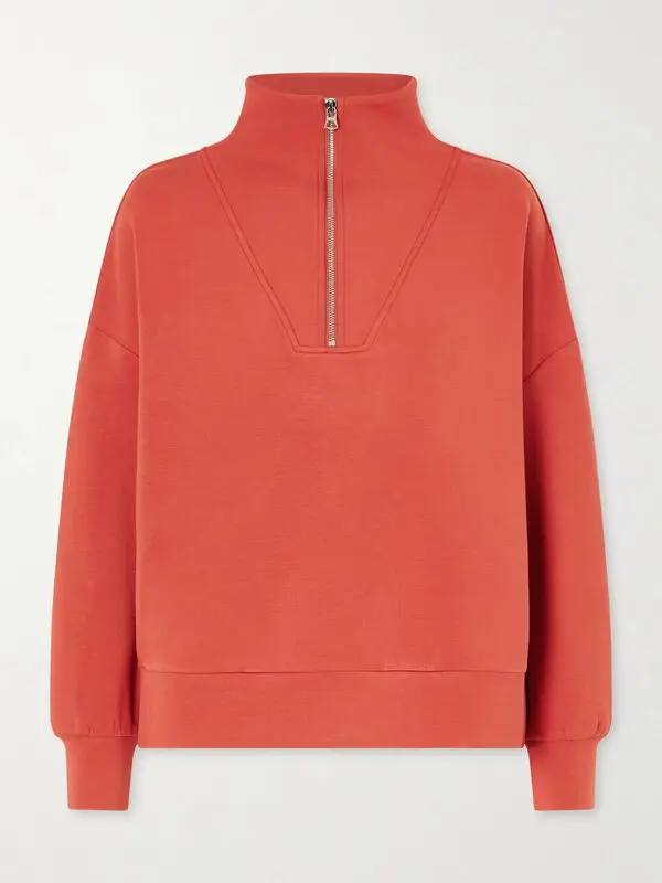 Varley Hawley Jersey Sweatshirt With Half-zip Neckline - Red