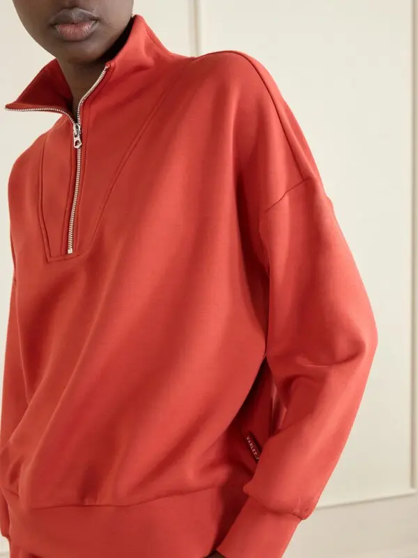 Varley Hawley Jersey Sweatshirt With Half-zip Neckline - Red