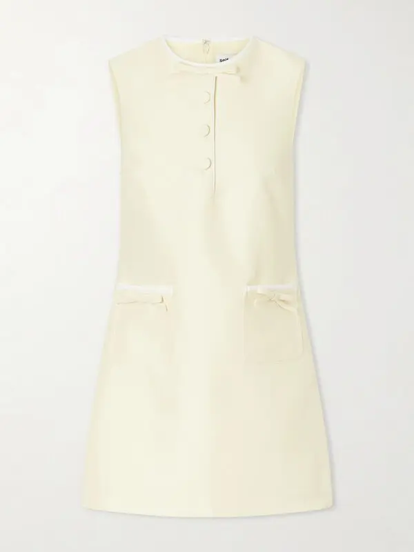 SELF-PORTRAIT Bow-detailed Taffeta Mini Dress - Yellow