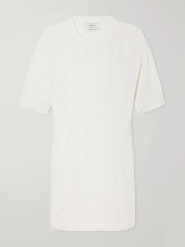 Loulou De Saison Armas Pointelle-knit Mini Dress - Neutrals