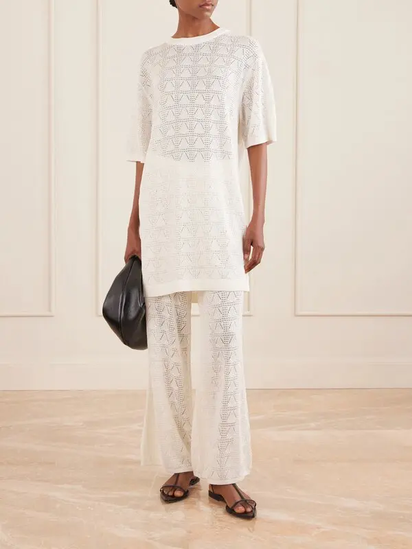 Loulou De Saison Armas Pointelle-knit Mini Shirt Dress