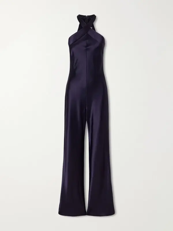 Galvan Eve Satin Jumpsuit - Blue
