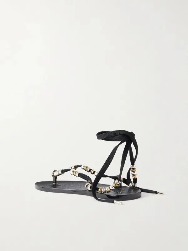 ANCIENT GREEK SANDALS Esther Bead-embellished Jelly Thong Sandals - Black