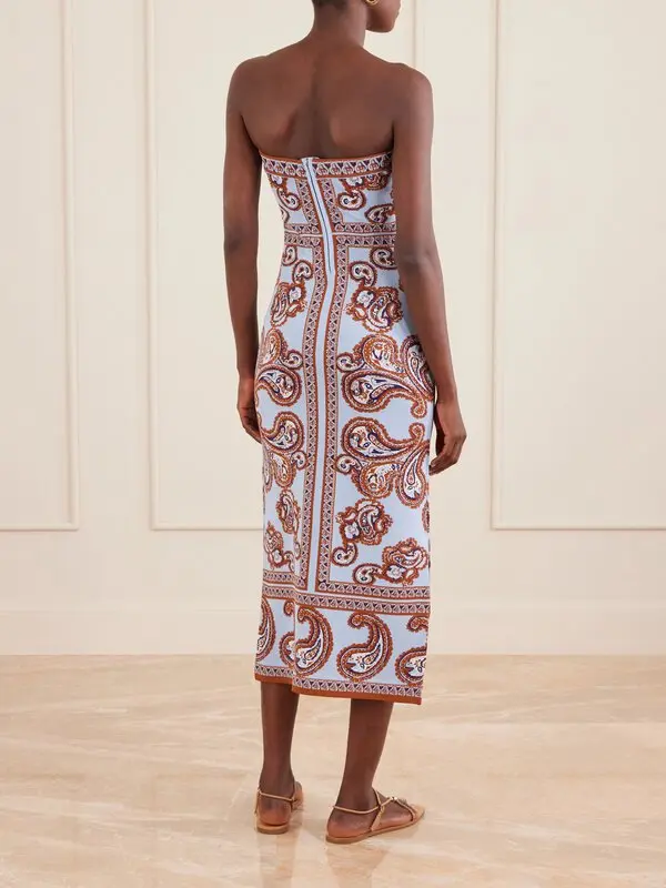 Cara Cara Rome Paisley Strapless Midi Dress