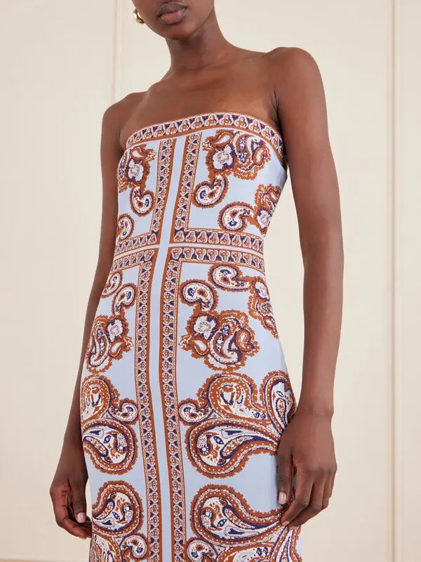 Cara Cara Rome Paisley Strapless Midi Dress