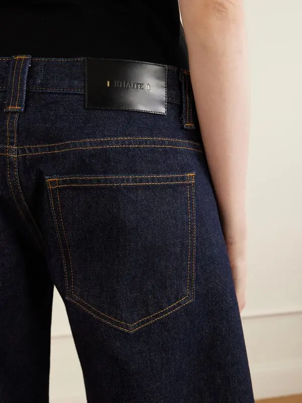 Khaite Kinga Mid-rise Straight-leg Shorts In Benson Wash Denim