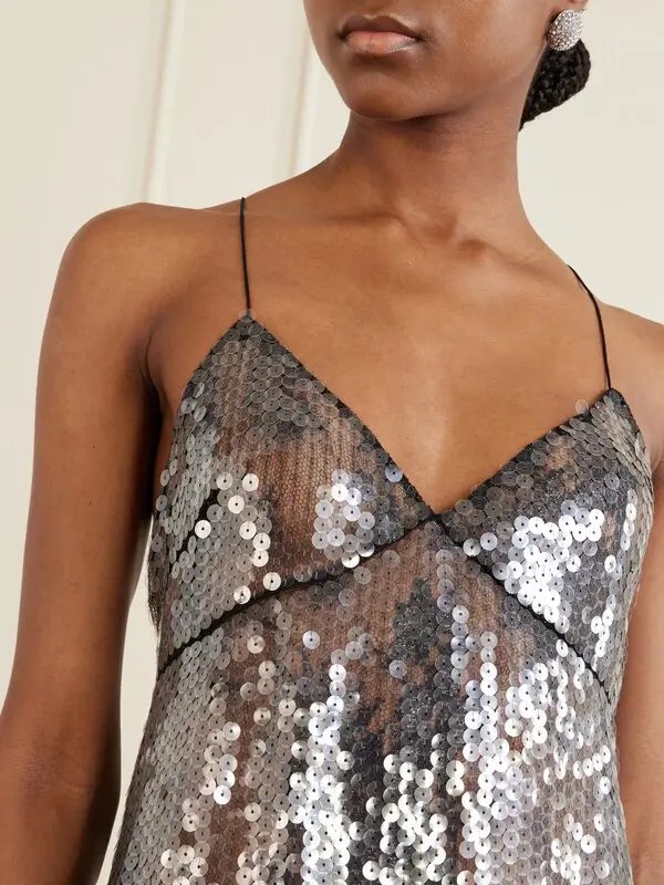 Veronica De Piante Aya Lace-trimmed Sequin Midi Dress