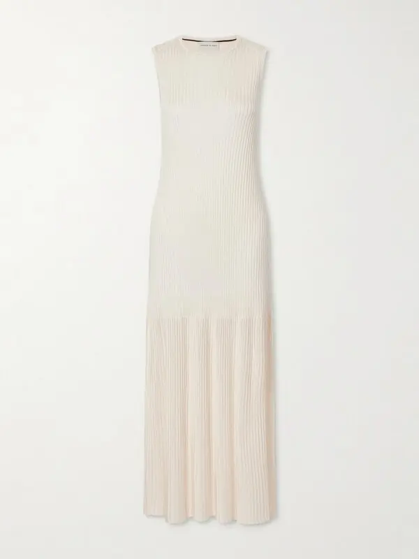 Veronica De Piante Gabby Ribbed-knit Jersey Maxi Dress - Neutrals