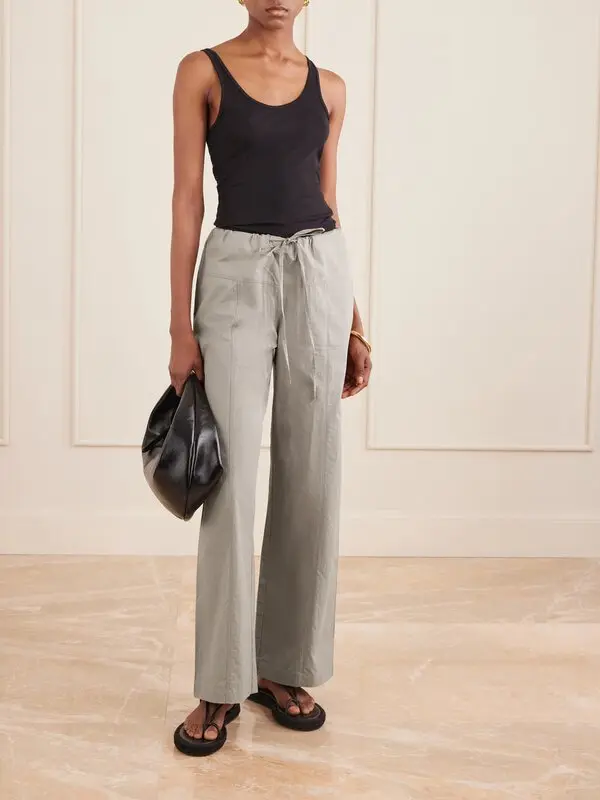 DEIJI STUDIOS Organic Cotton Drawstring Wide-leg Pants