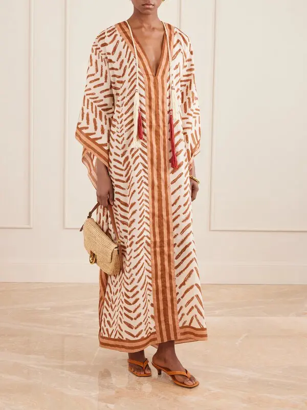 Johanna Ortiz The Secret Of The Sun Printed Cotton Kaftan - Brown