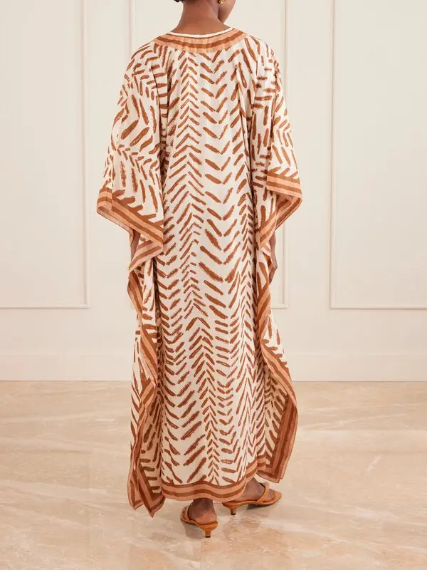 Johanna Ortiz The Secret Of The Sun Printed Cotton Kaftan - Brown